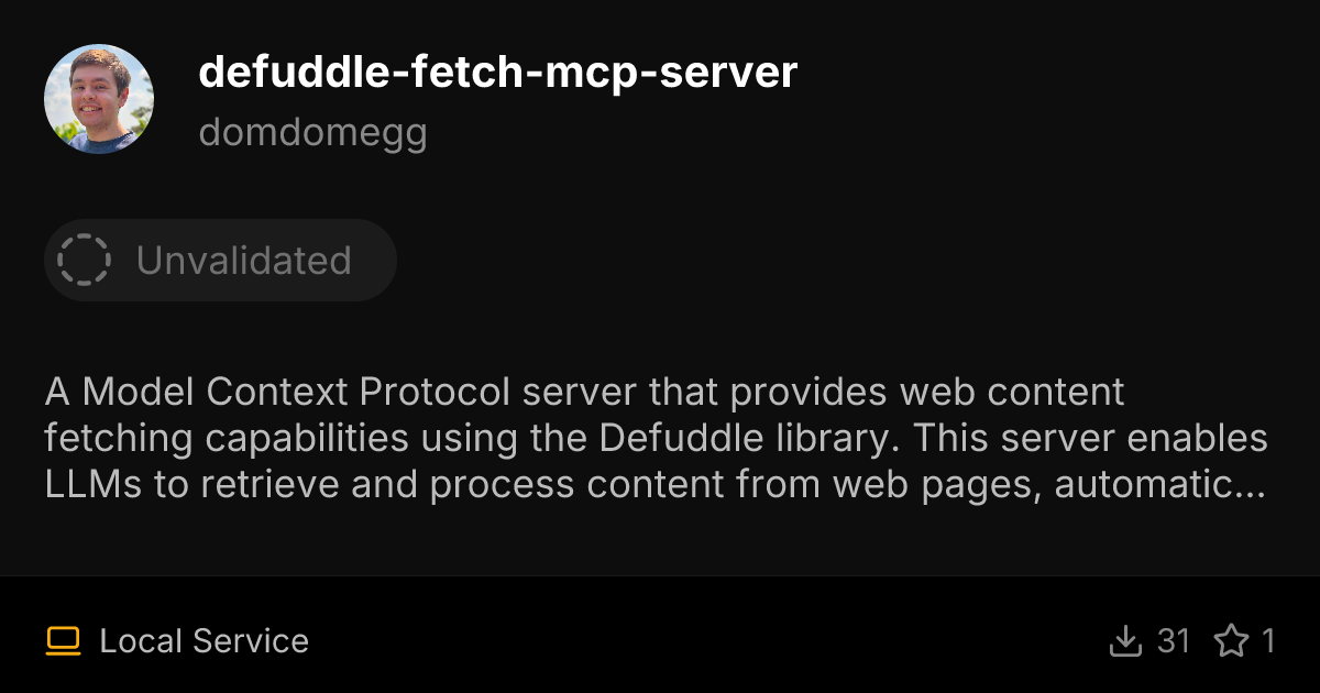 defuddle-fetch-mcp-server | MCP Servers · LobeHub