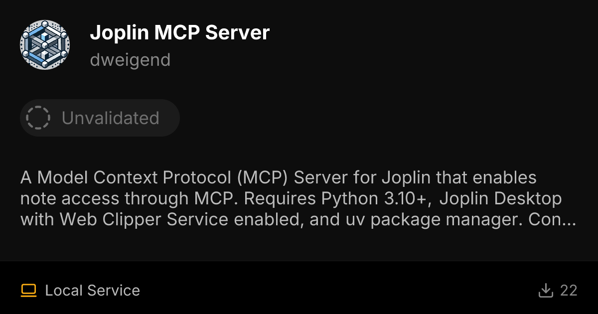 Joplin MCP Server | MCP Servers · LobeHub
