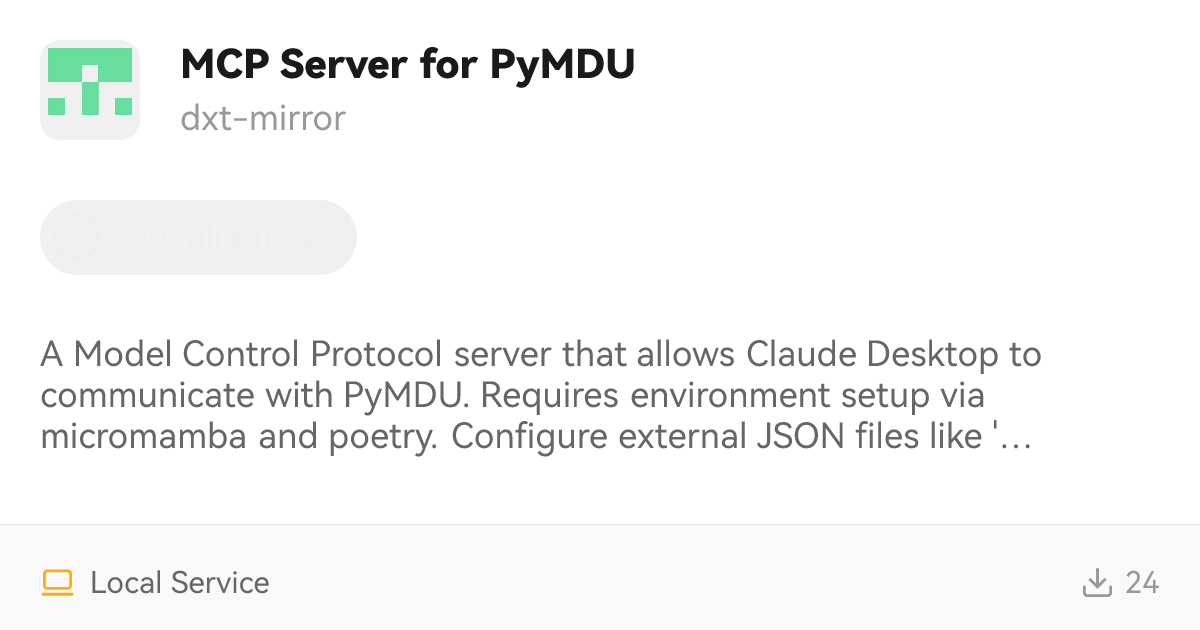 MCP Server for PyMDU | MCP Servers · LobeHub