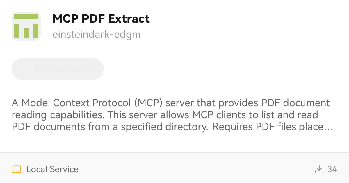 MCP PDF Extract | MCP Servers · LobeHub