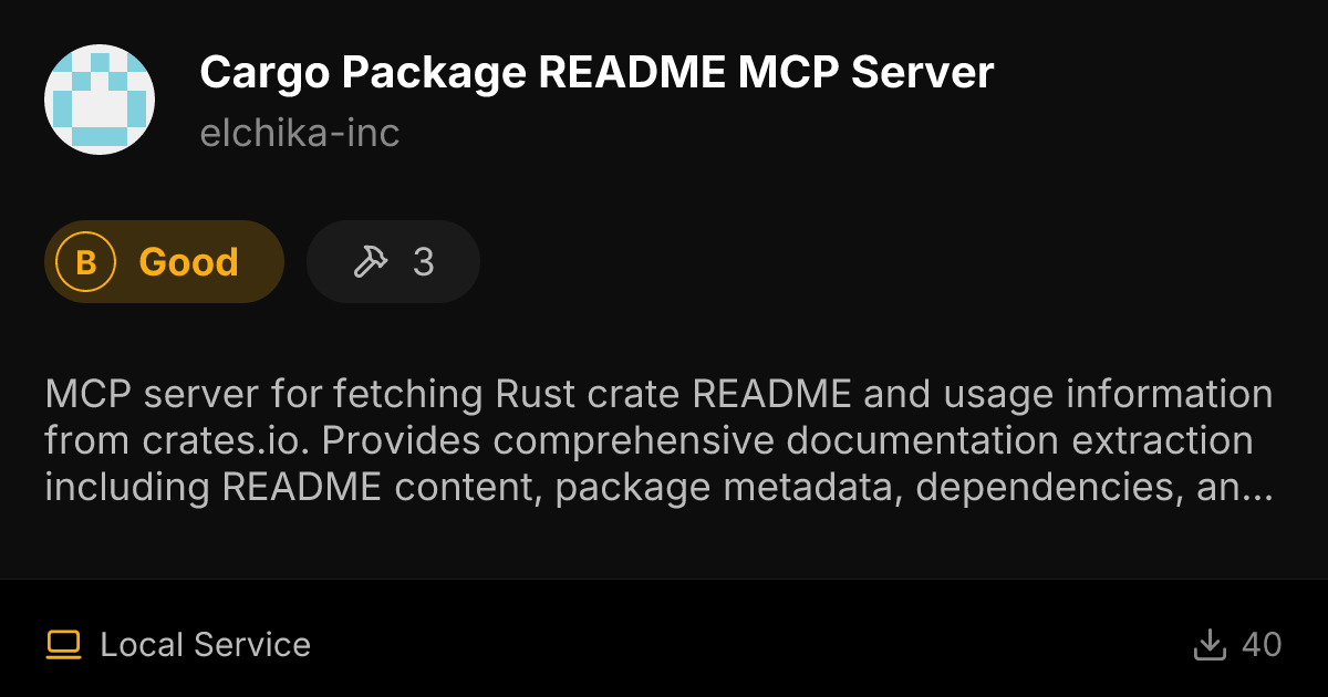 Cargo Package README MCP Server | MC... · LobeHub