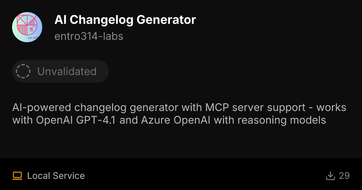 AI Changelog Generator | MCP Servers · LobeHub