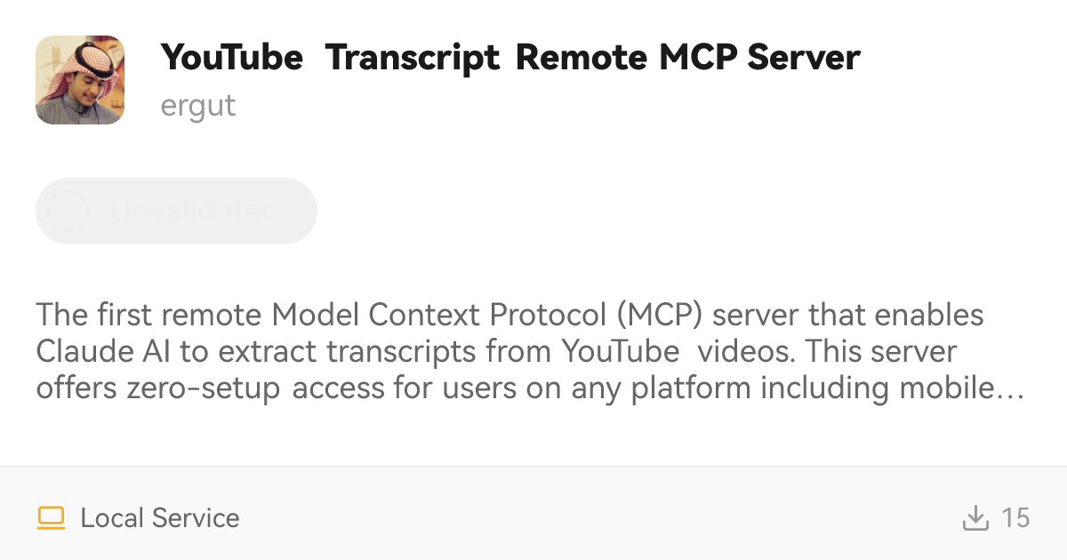 YouTube Transcript Remote MCP Server... · LobeHub