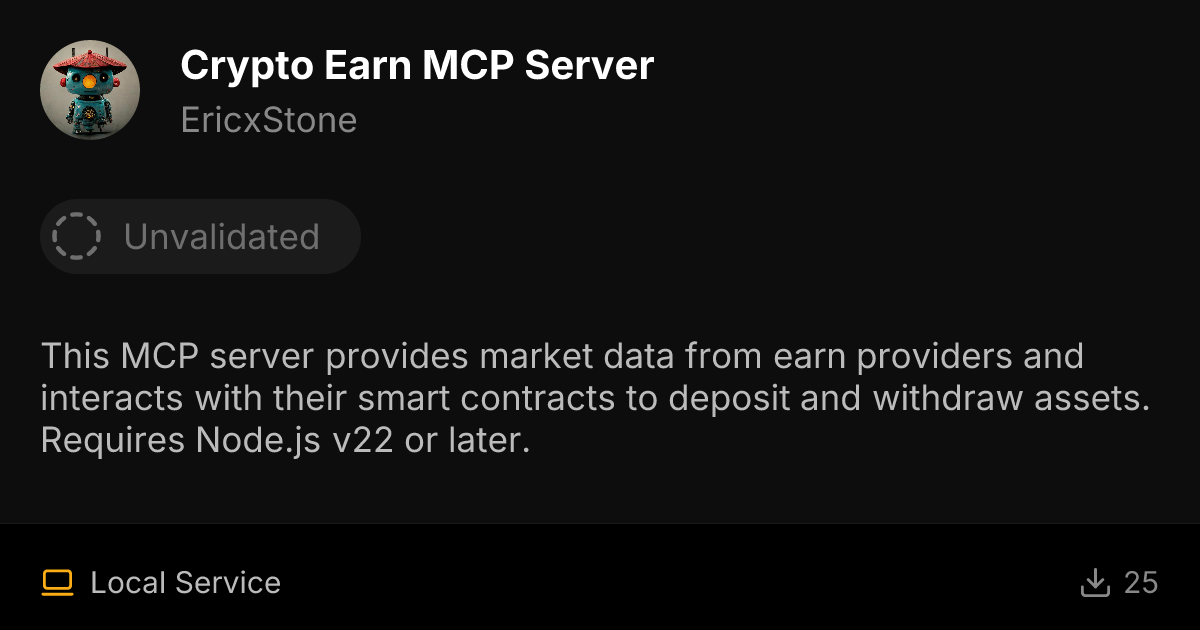 Crypto Earn MCP Server | MCP Servers · LobeHub