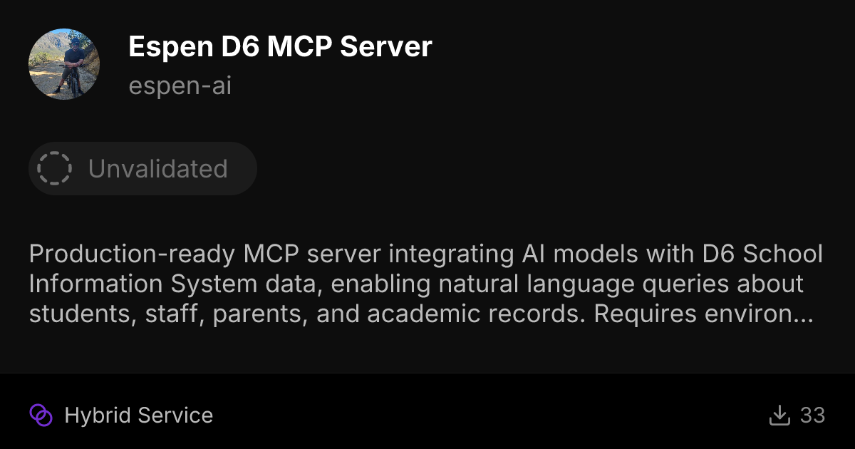 Espen D6 MCP Server | MCP Servers · LobeHub
