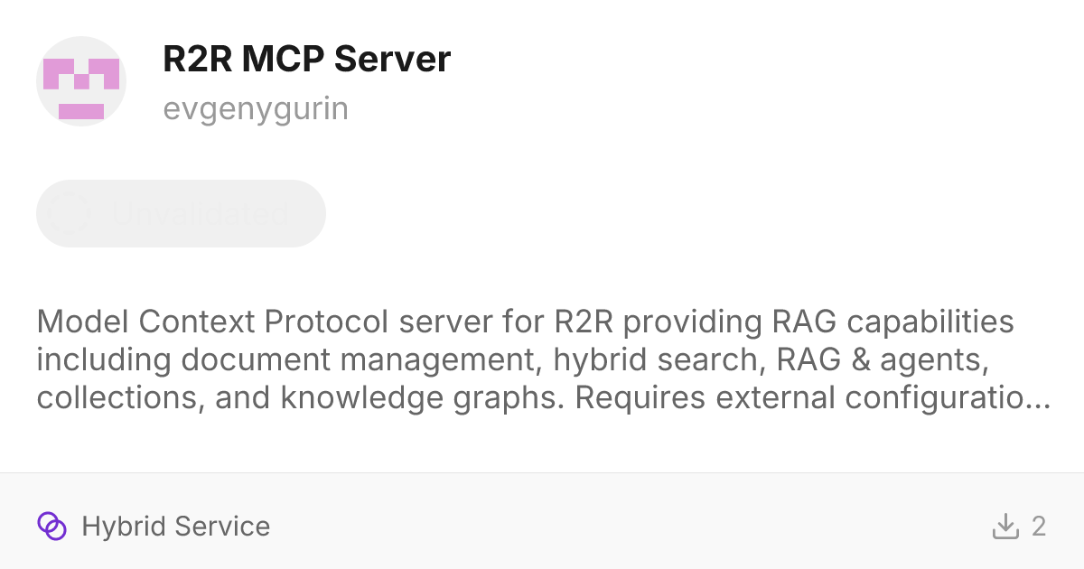 R2R MCP Server | MCP Servers · LobeHub