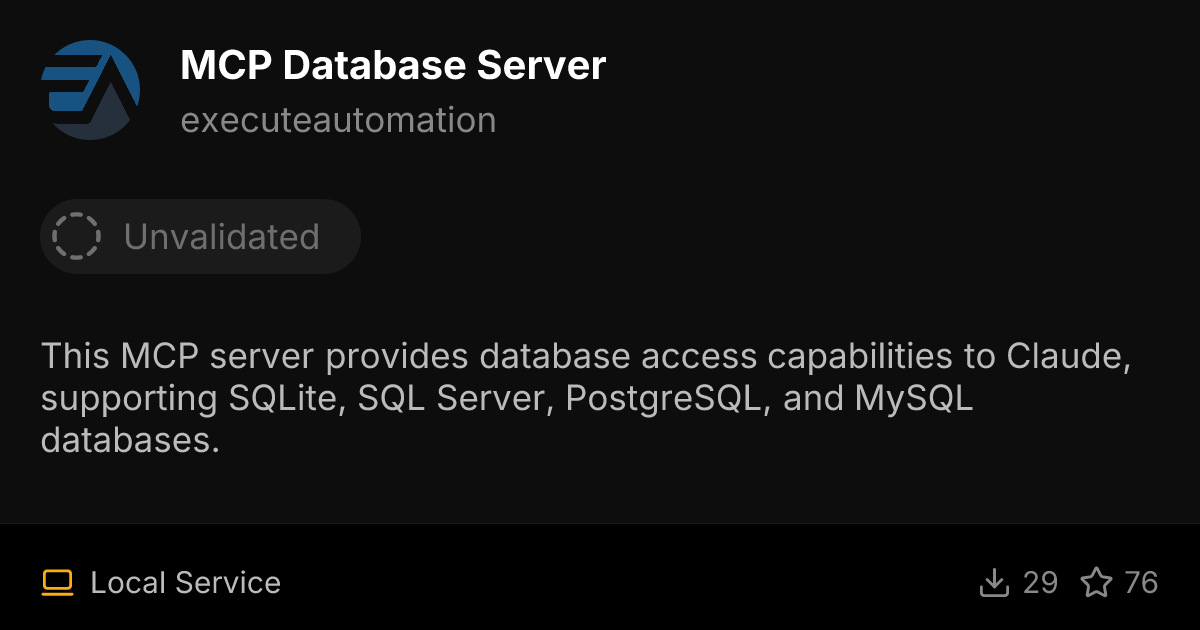 MCP Database Server | MCP Servers · LobeHub