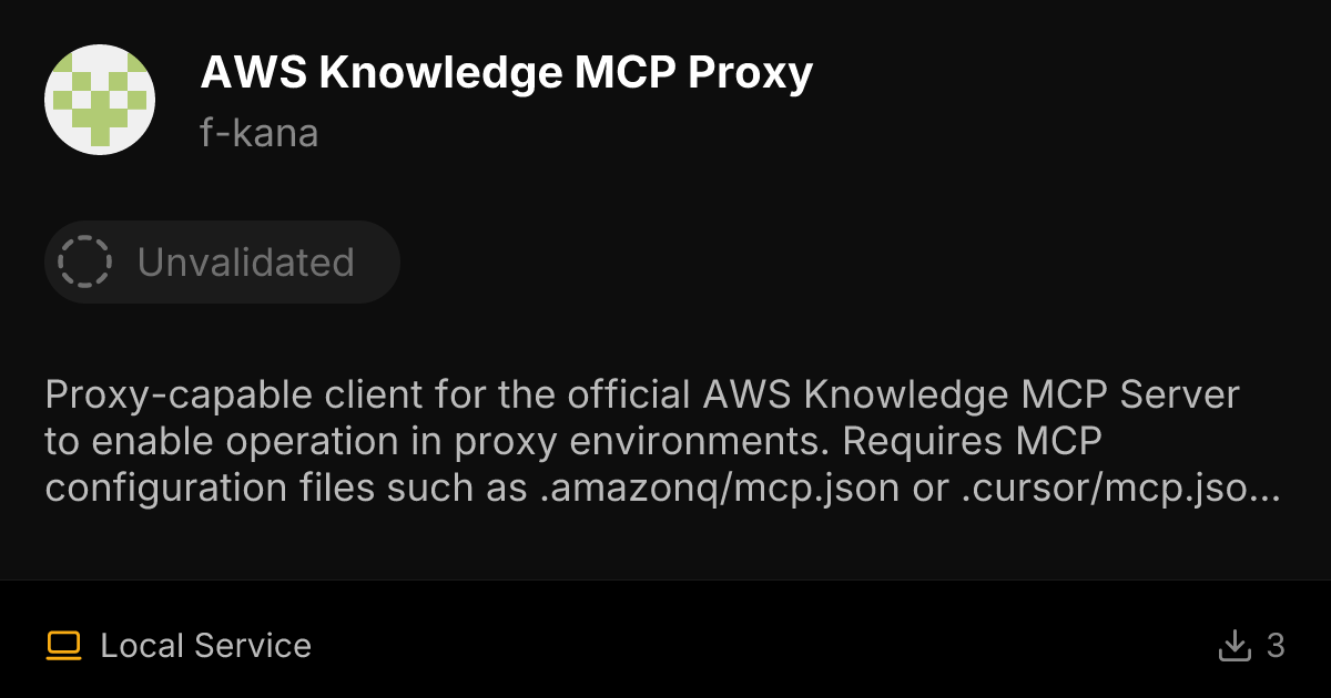 AWS Knowledge MCP Proxy | MCP Servers · LobeHub