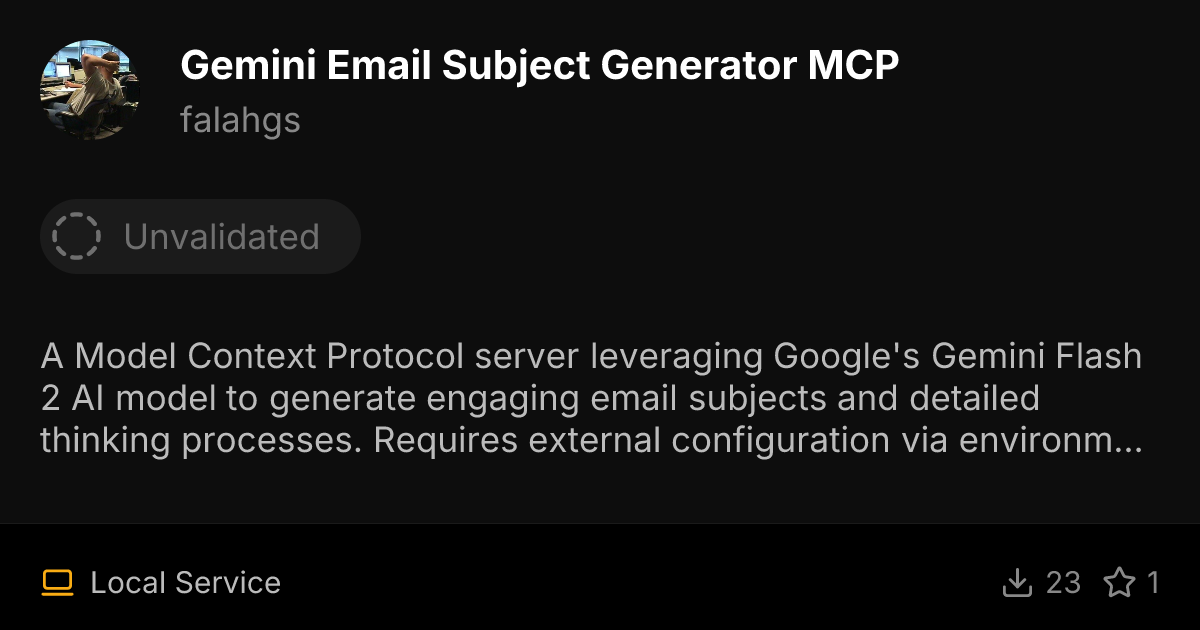 Gemini Email Subject Generator MCP |... · LobeHub