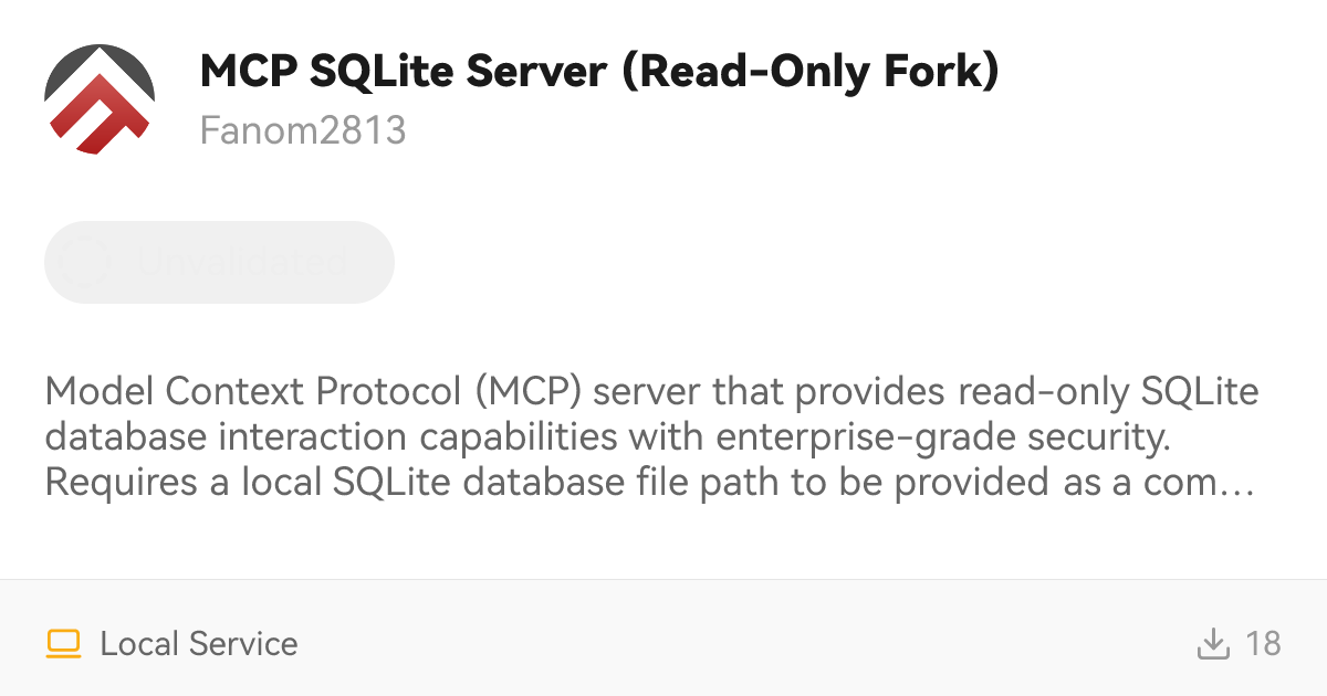 MCP SQLite 伺服器（唯讀分支） | MCP Servers · LobeHub