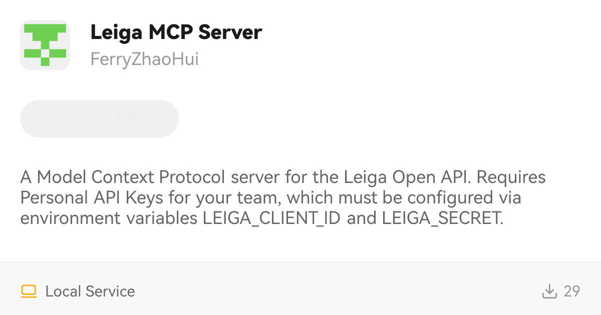 Leiga MCP 服务器 | MCP Servers · LobeHub