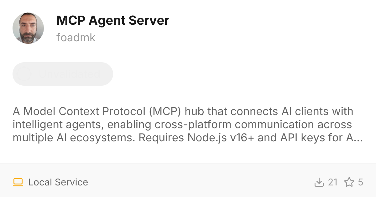MCP Agent Server | MCP Servers · LobeHub