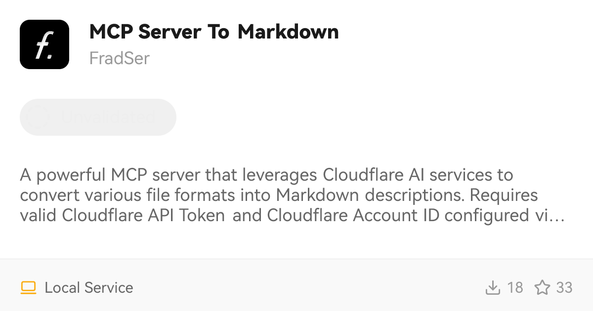 MCP Server To Markdown | MCP Servers · LobeHub