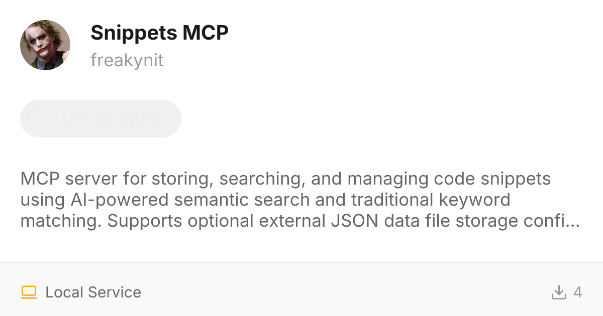 Snippets MCP | MCP Servers · LobeHub