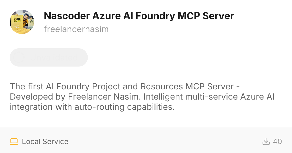 Nascoder Azure AI Foundry MCP Server... · LobeHub