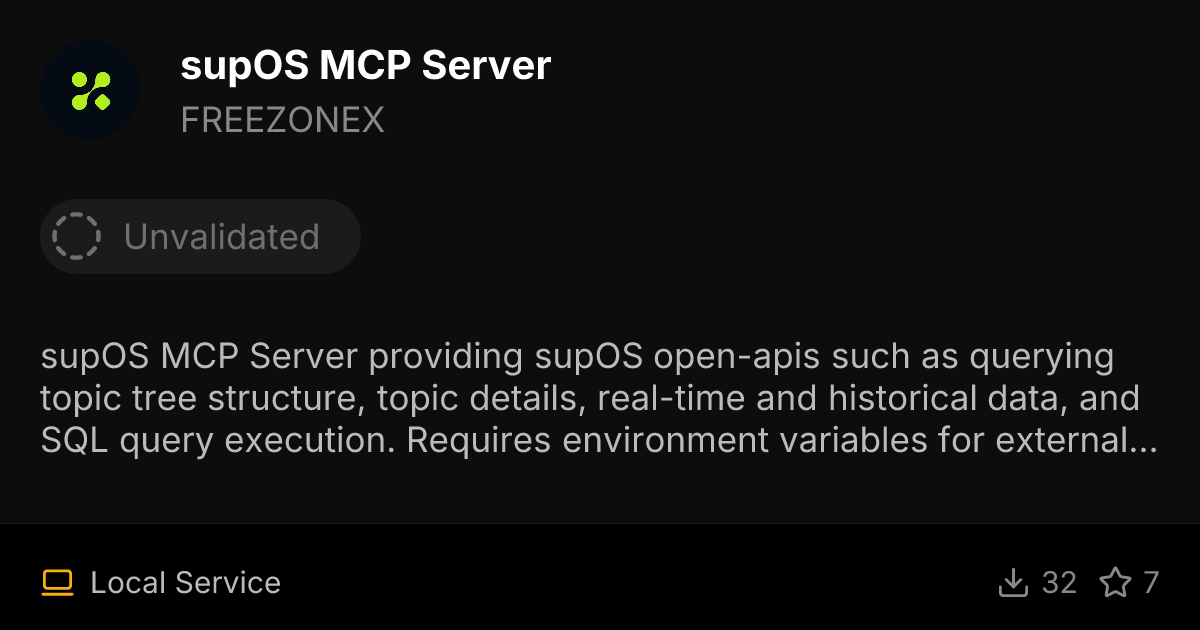 supOS MCP Server | MCP Servers · LobeHub