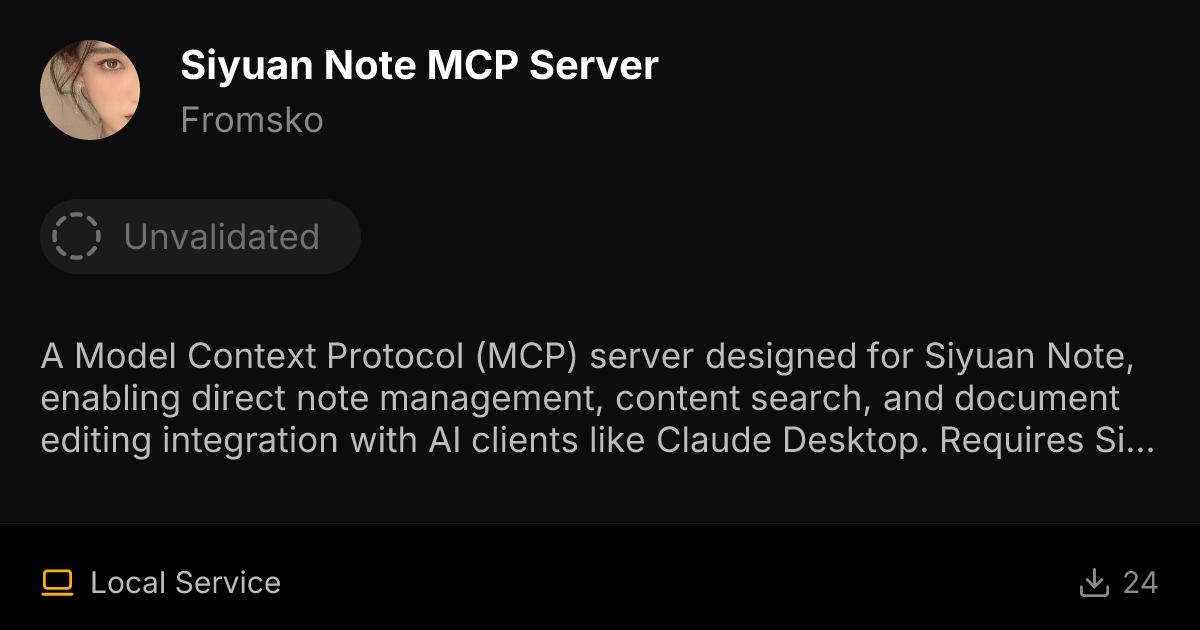 Siyuan Note MCP Server | MCP Servers · LobeHub