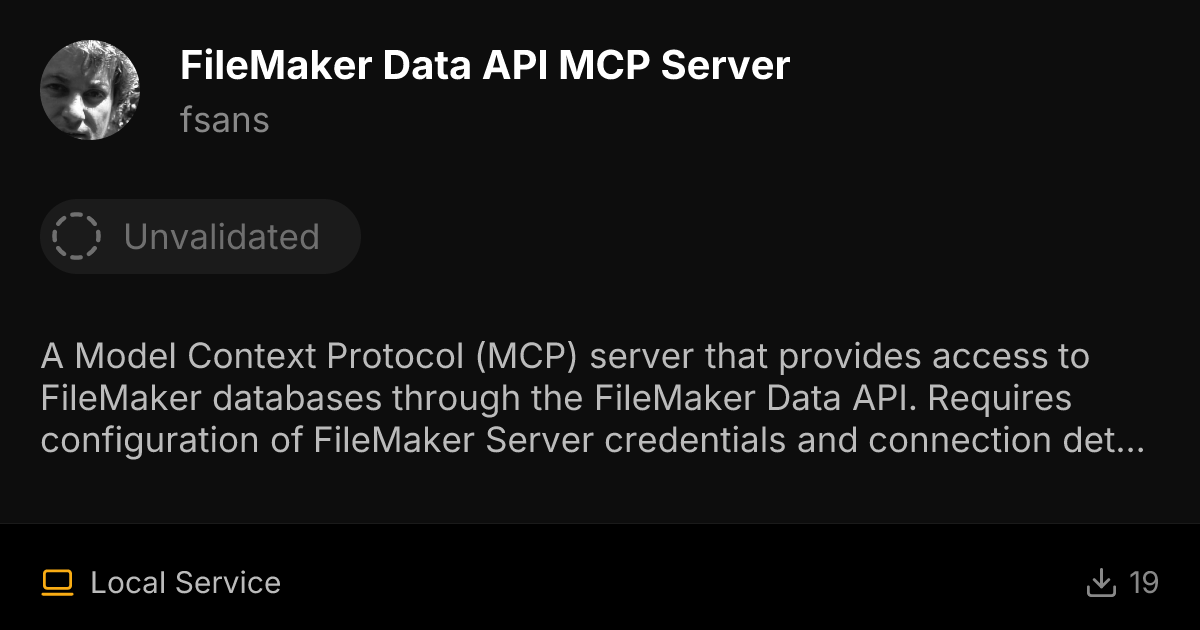 FileMaker Data API MCP Server | MCP ... · LobeHub