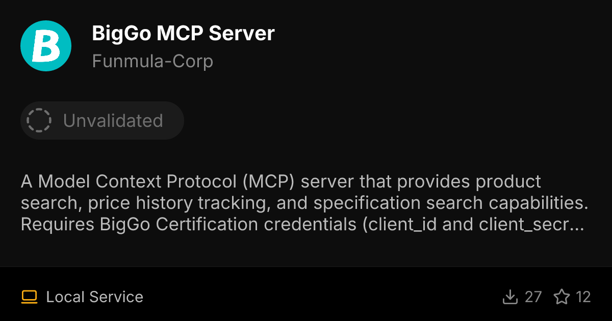 BigGo MCP Server | MCP Servers · LobeHub