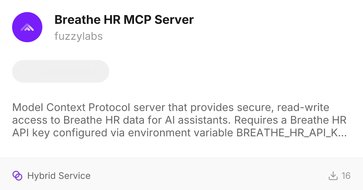 Breathe HR MCP 伺服器 | MCP Servers · LobeHub