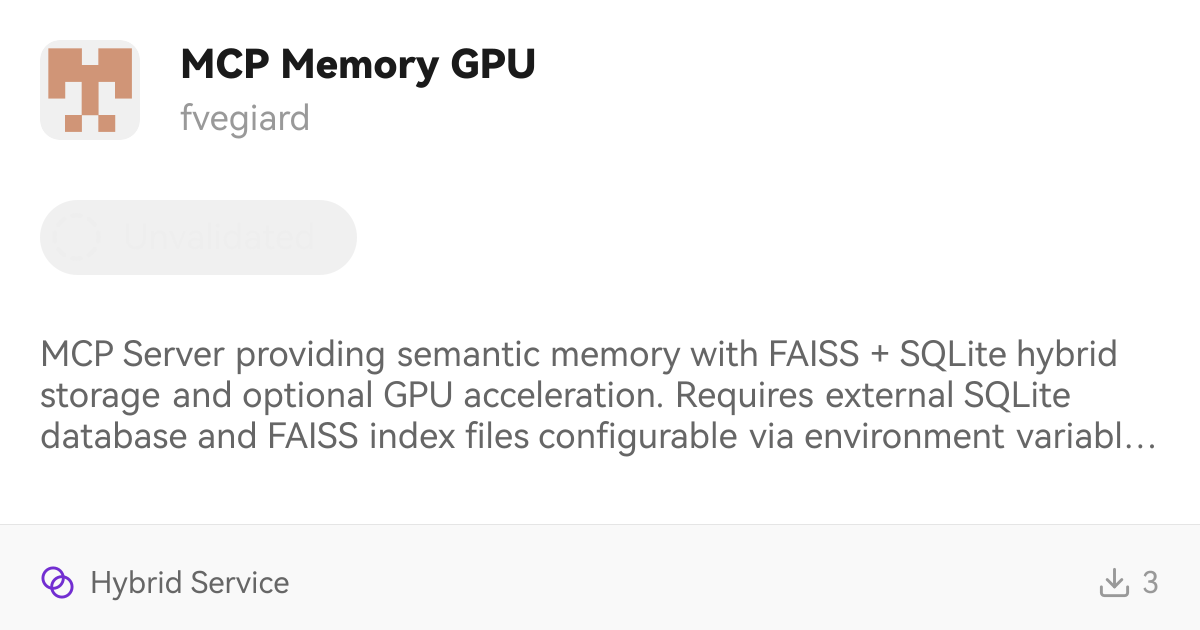 MCP Memory GPU | MCP Servers · LobeHub