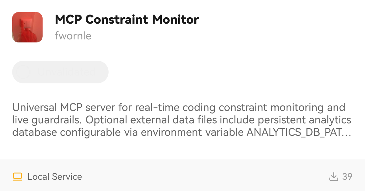 MCP Constraint Monitor | MCP Servers · LobeHub
