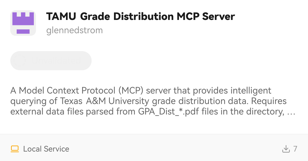 TAMU Grade Distribution MCP Server |... · LobeHub