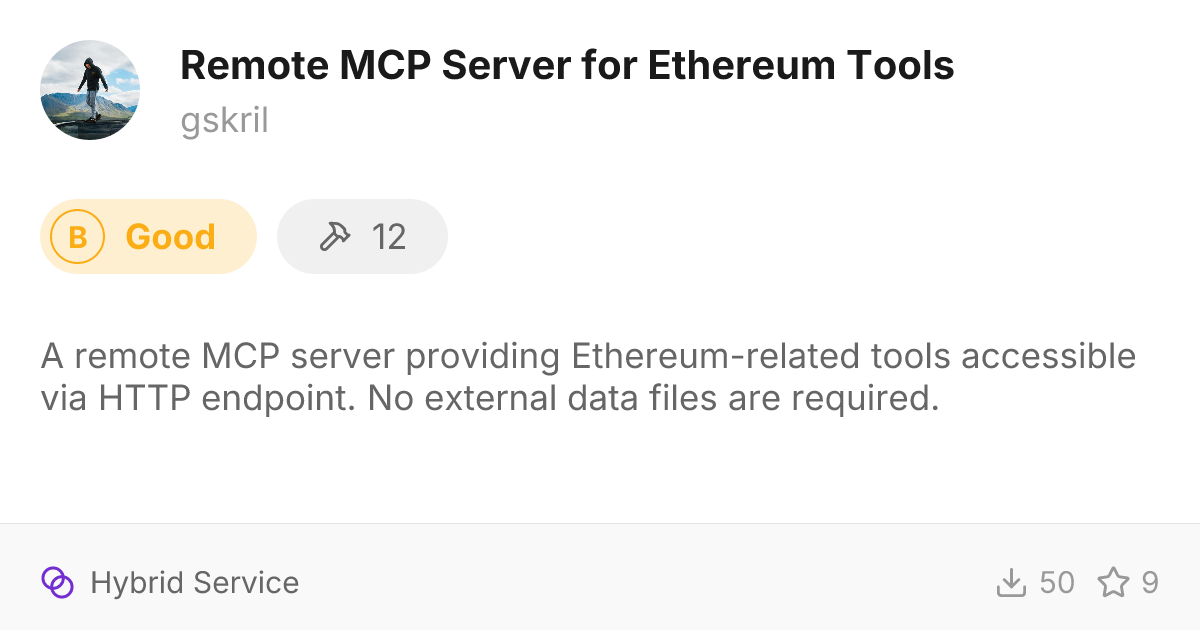 Remote MCP Server for Ethereum Tools... · LobeHub