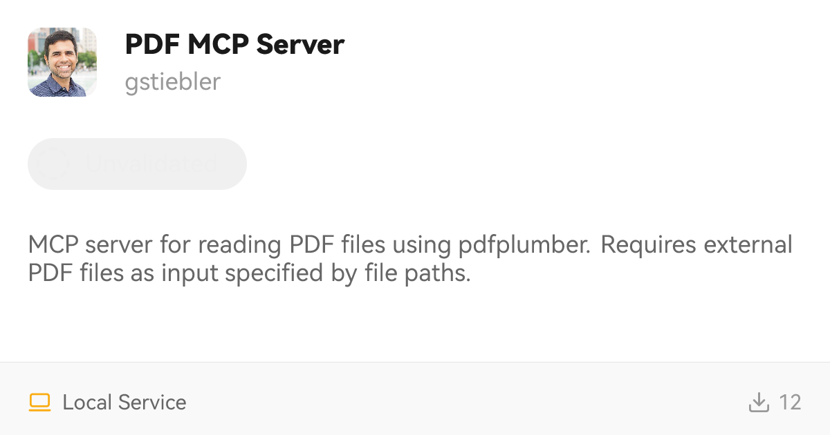 PDF MCP 服务器 | MCP Servers · LobeHub