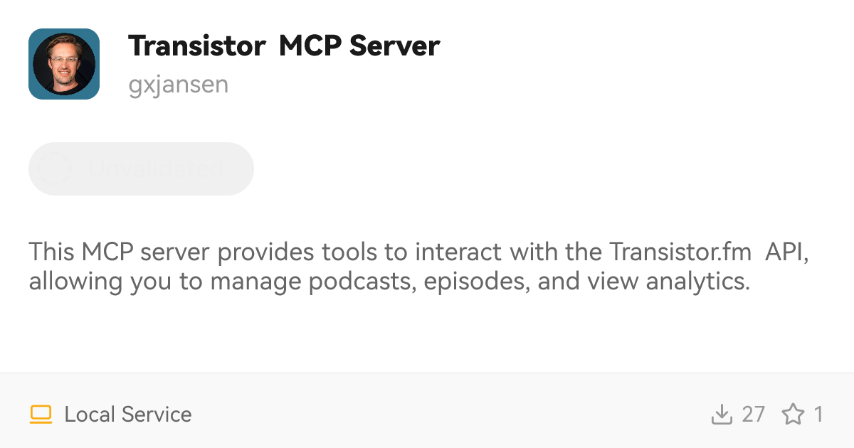 Transistor MCP 서버 | MCP Servers · LobeHub