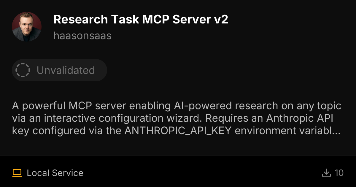 Research Task MCP Server v2 | MCP Se... · LobeHub