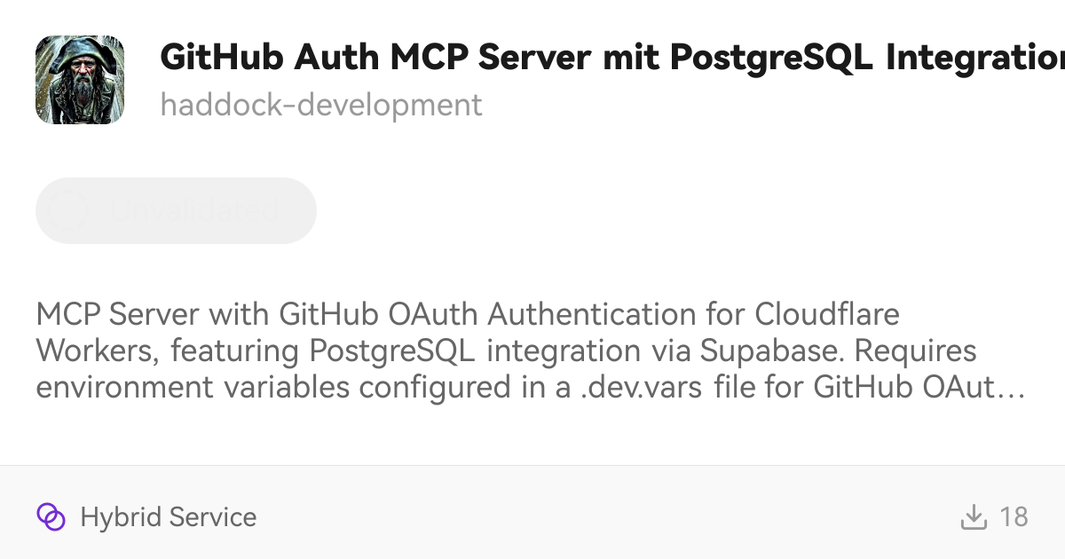 GitHub Auth MCP Server mit PostgreSQ... · LobeHub