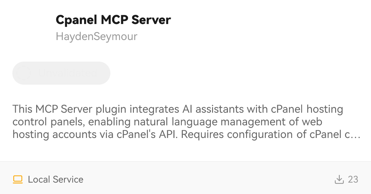 Cpanel MCP Server | MCP Servers · LobeHub