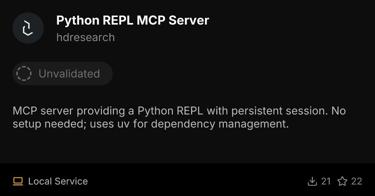 Python REPL MCP Server | MCP Servers · LobeHub