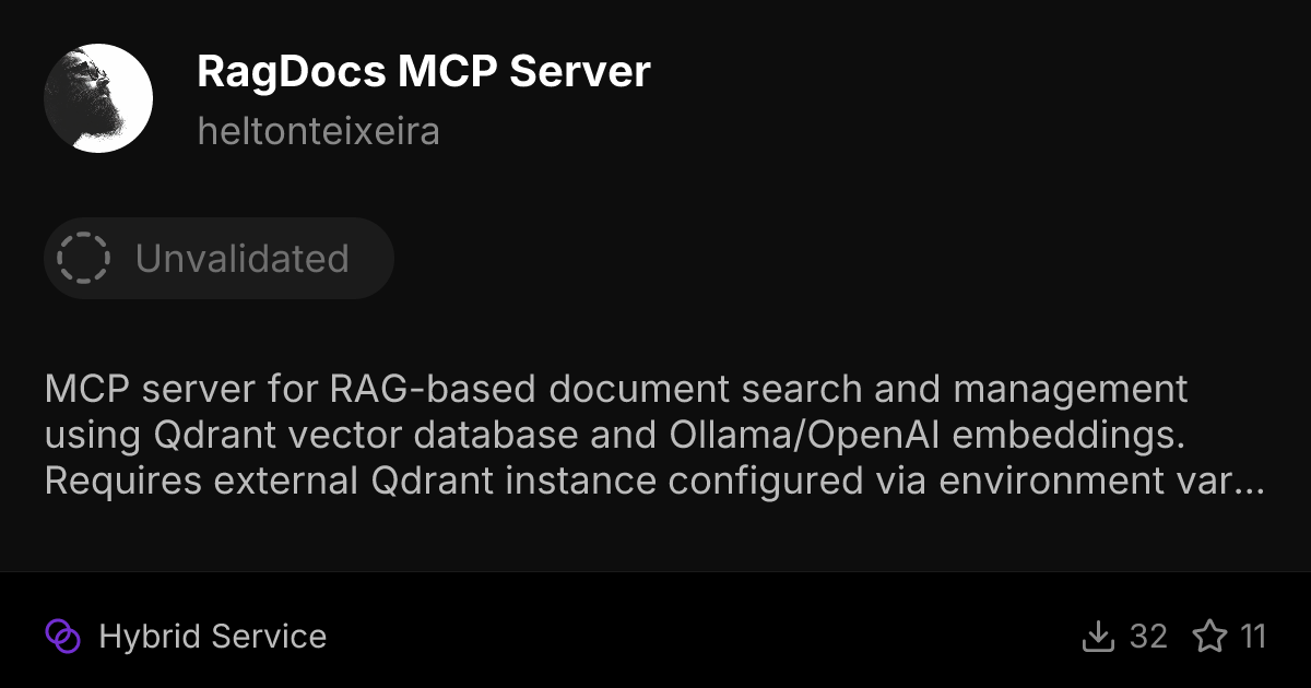 RagDocs MCP Server | MCP Servers · LobeHub