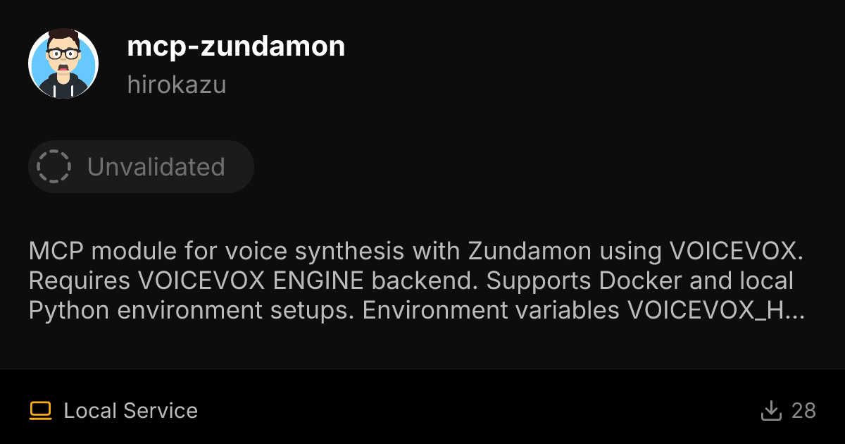mcp-zundamon | MCP Servers · LobeHub