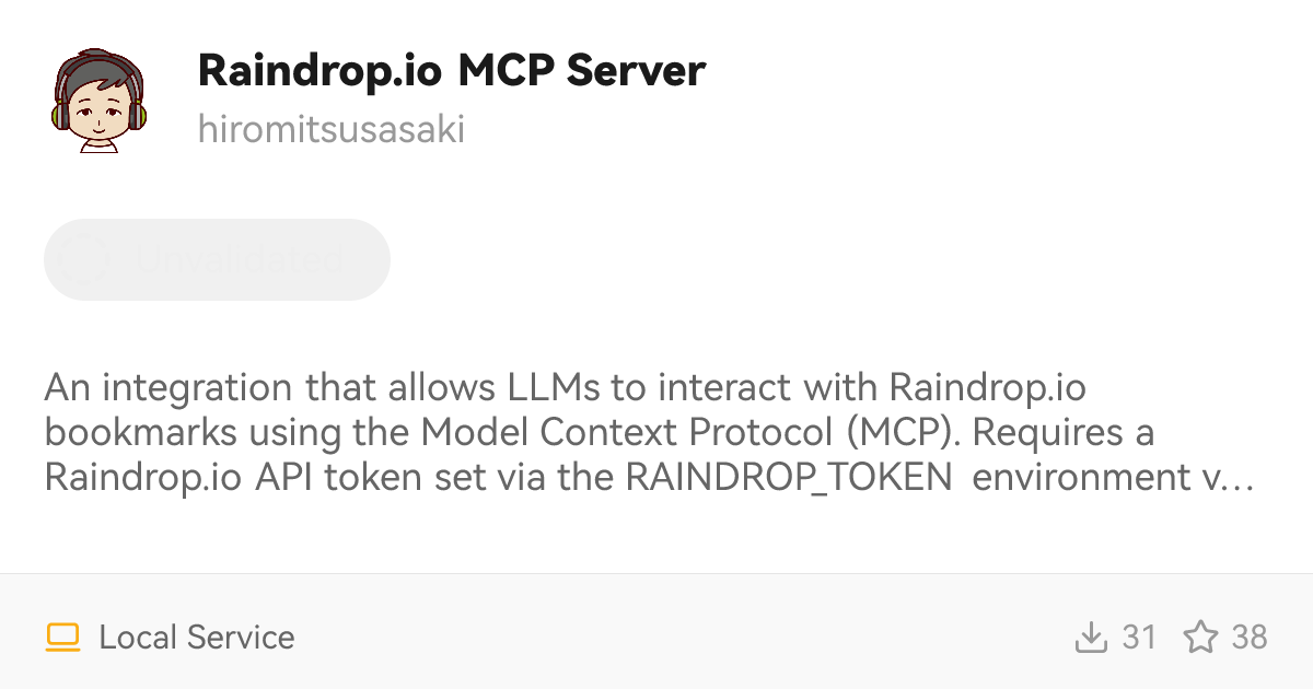 Raindrop.io MCP Server | MCP Servers · LobeHub