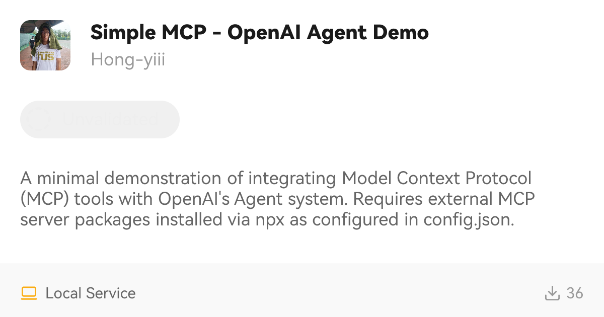 Simple MCP - OpenAI Agent Demo | MCP... · LobeHub