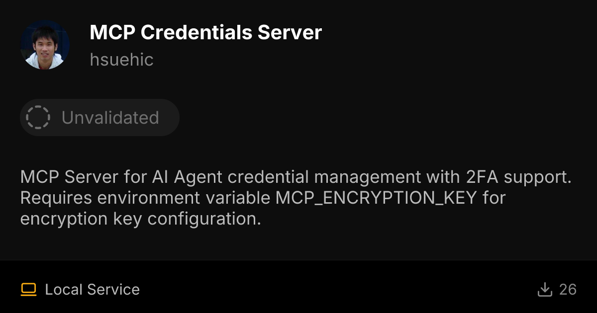 MCP Credentials Server | MCP Servers · LobeHub