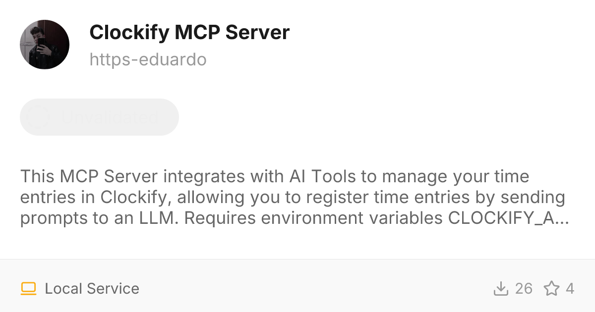 Clockify MCP Sunucusu | MCP Servers · LobeHub