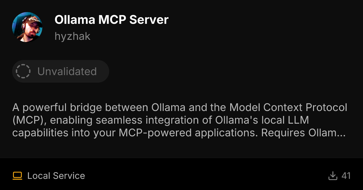 Ollama MCP Server | MCP Servers · LobeHub