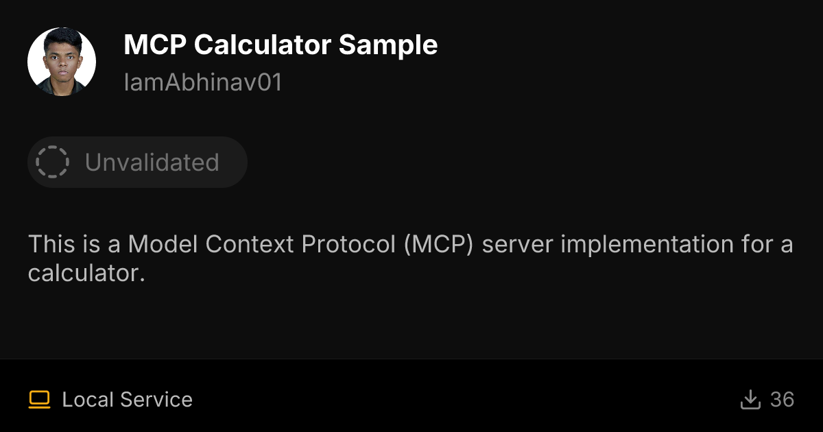 MCP Calculator Sample | MCP Servers · LobeHub