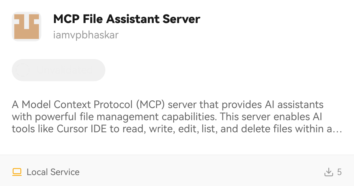 MCP File Assistant Server | MCP Servers · LobeHub