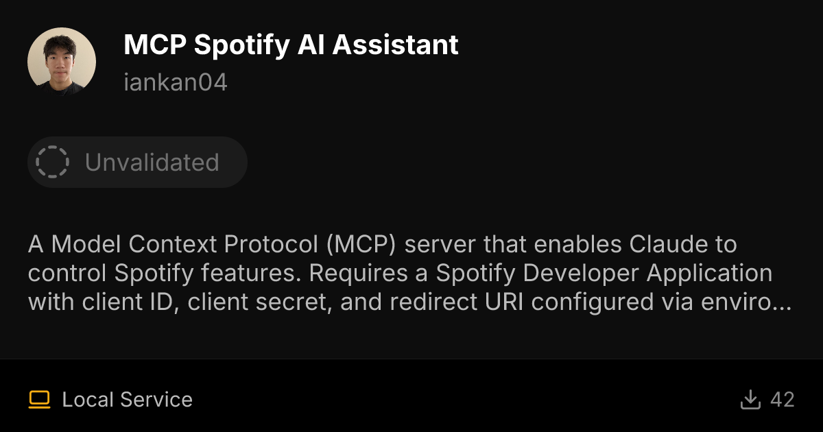 MCP Spotify AI Assistant | MCP Servers · LobeHub