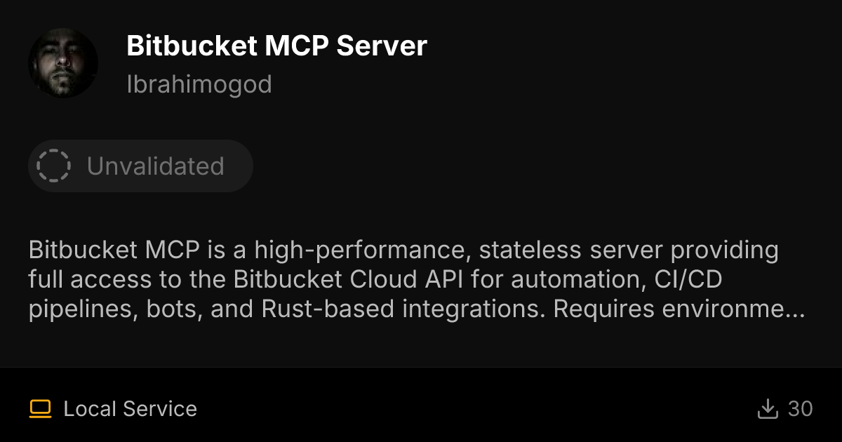 Bitbucket MCP Server | MCP Servers · LobeHub
