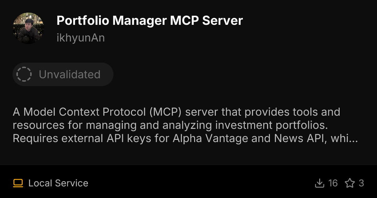 Portfolio Manager MCP Server | MCP S... · LobeHub