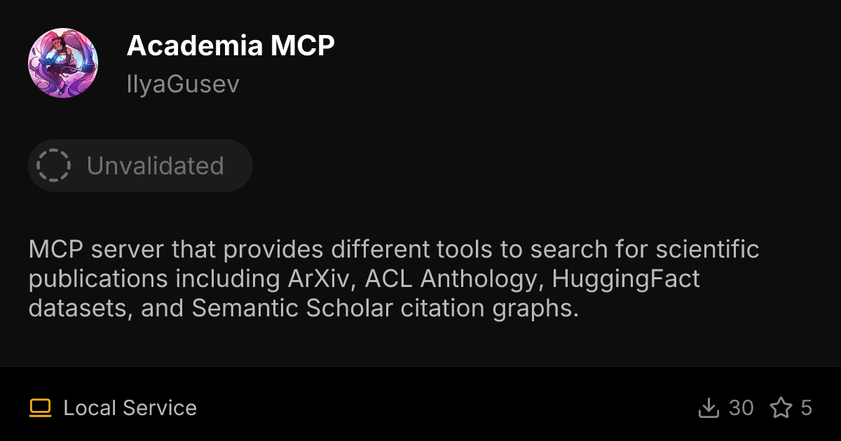 Academia MCP | MCP Servers · LobeHub