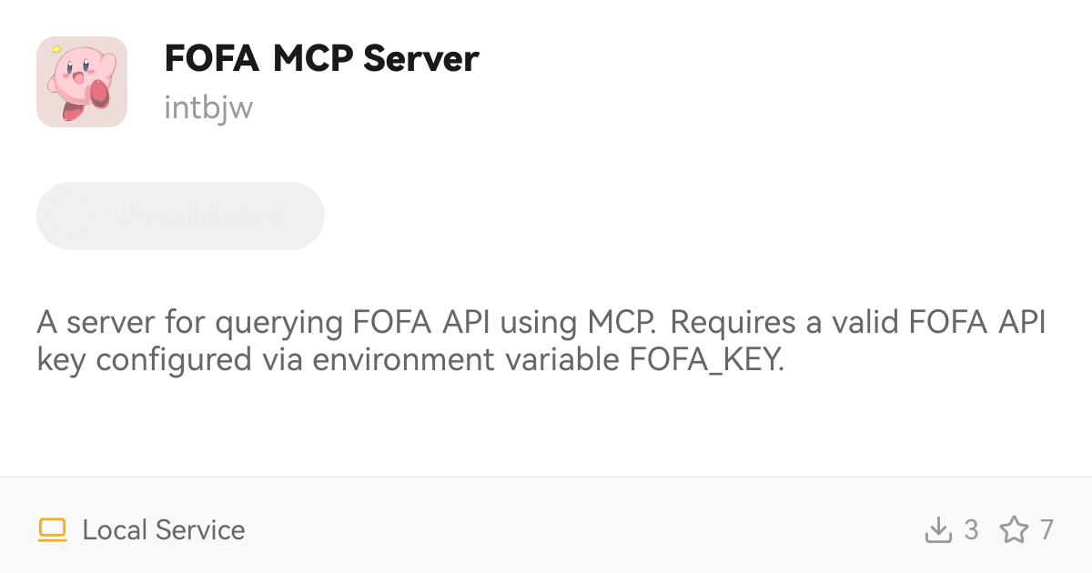 FOFA MCP 服务器 | MCP Servers · LobeHub