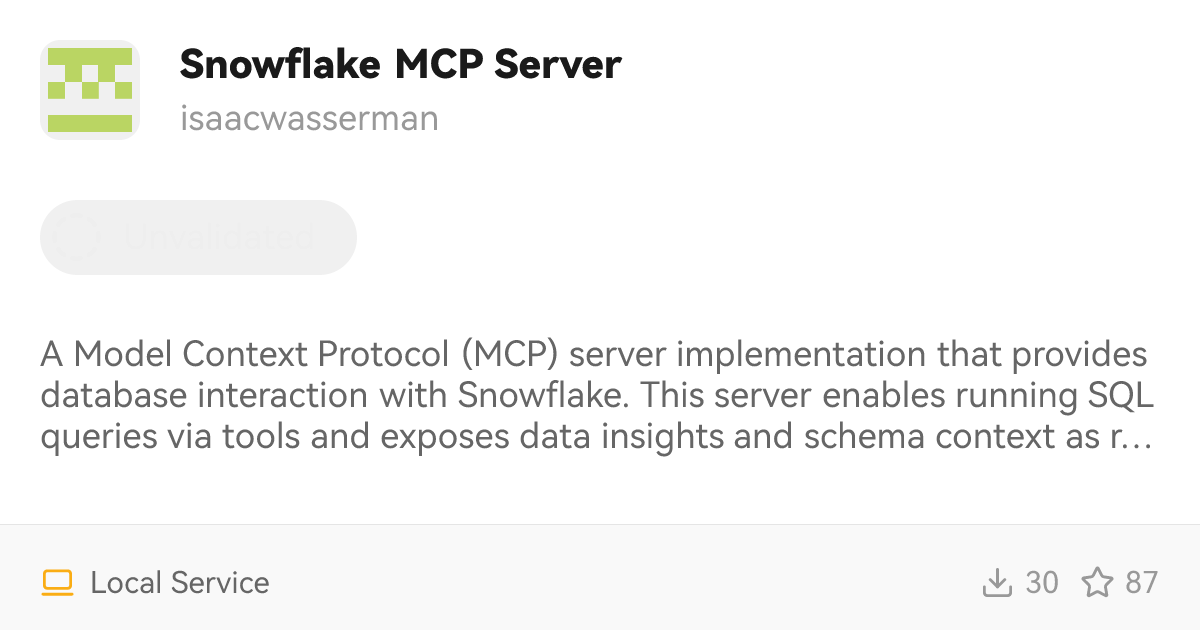 Snowflake MCP Server | MCP Servers · LobeHub