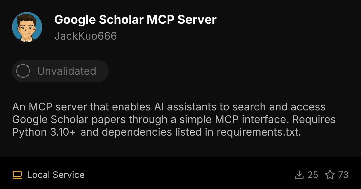 Google Scholar MCP 服务器 | MCP Servers · LobeHub
